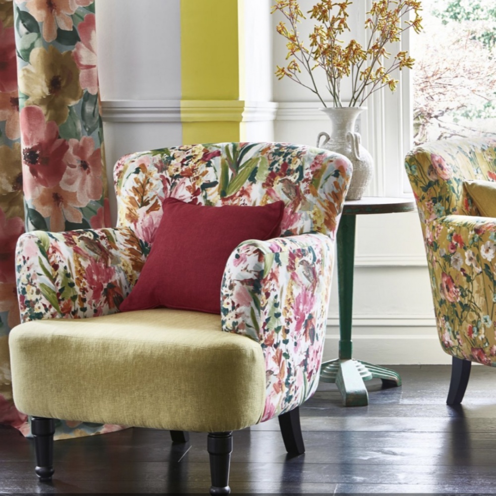 Studio G Hydrangea Fabric in Autumn - norfolktextiles.co.uk