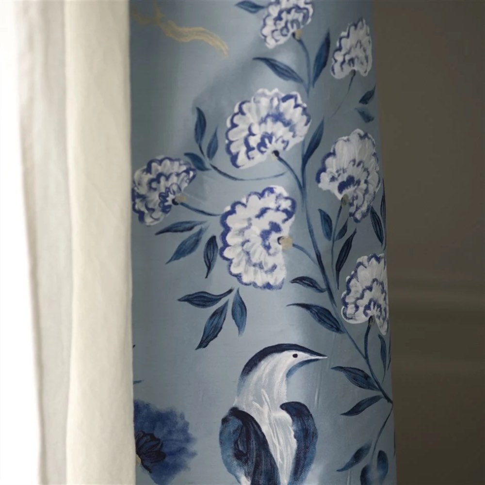 Designers Guild Jacaranda Silk in Charcoal - norfolktextiles.co.uk