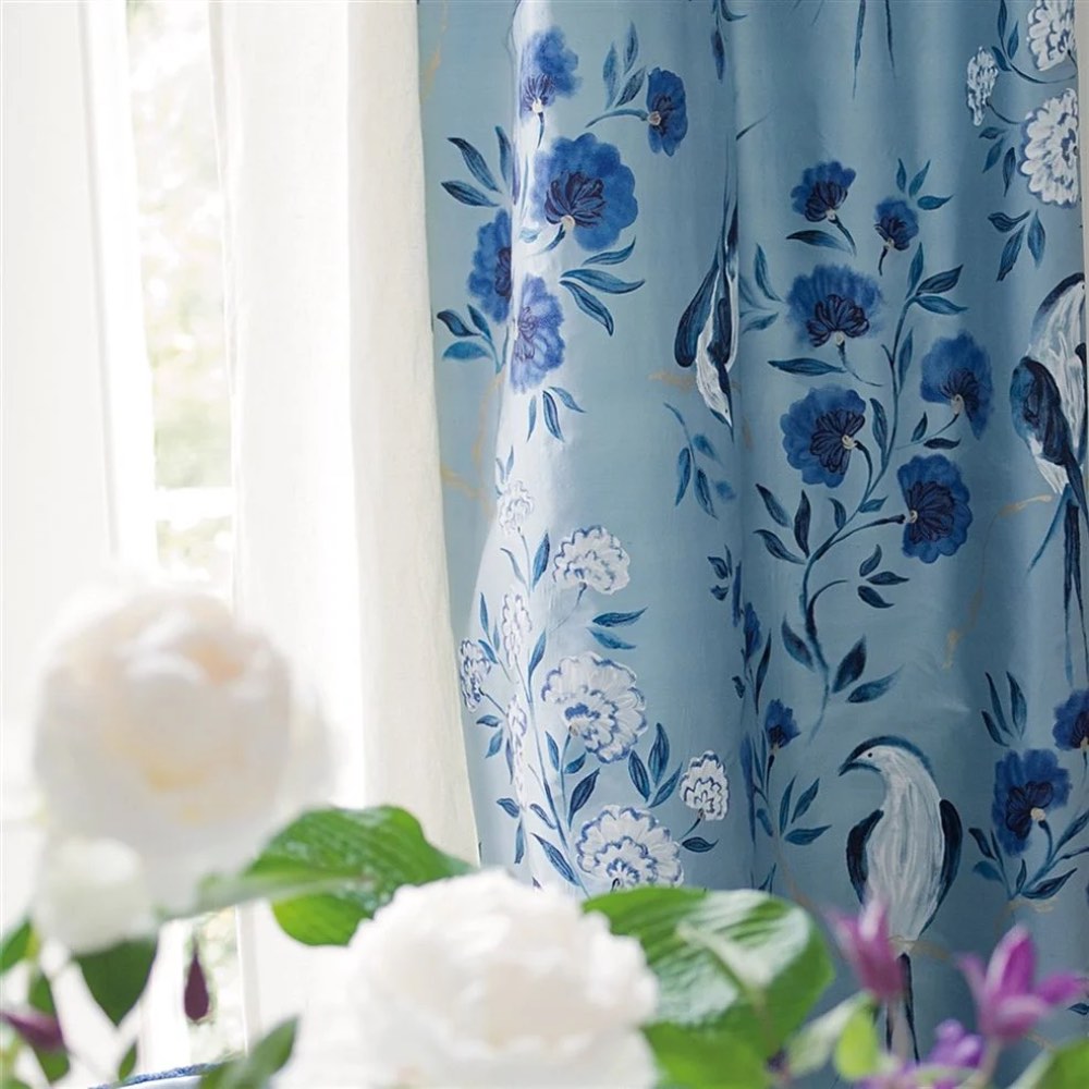 Designers Guild Jacaranda Silk in Charcoal - norfolktextiles.co.uk