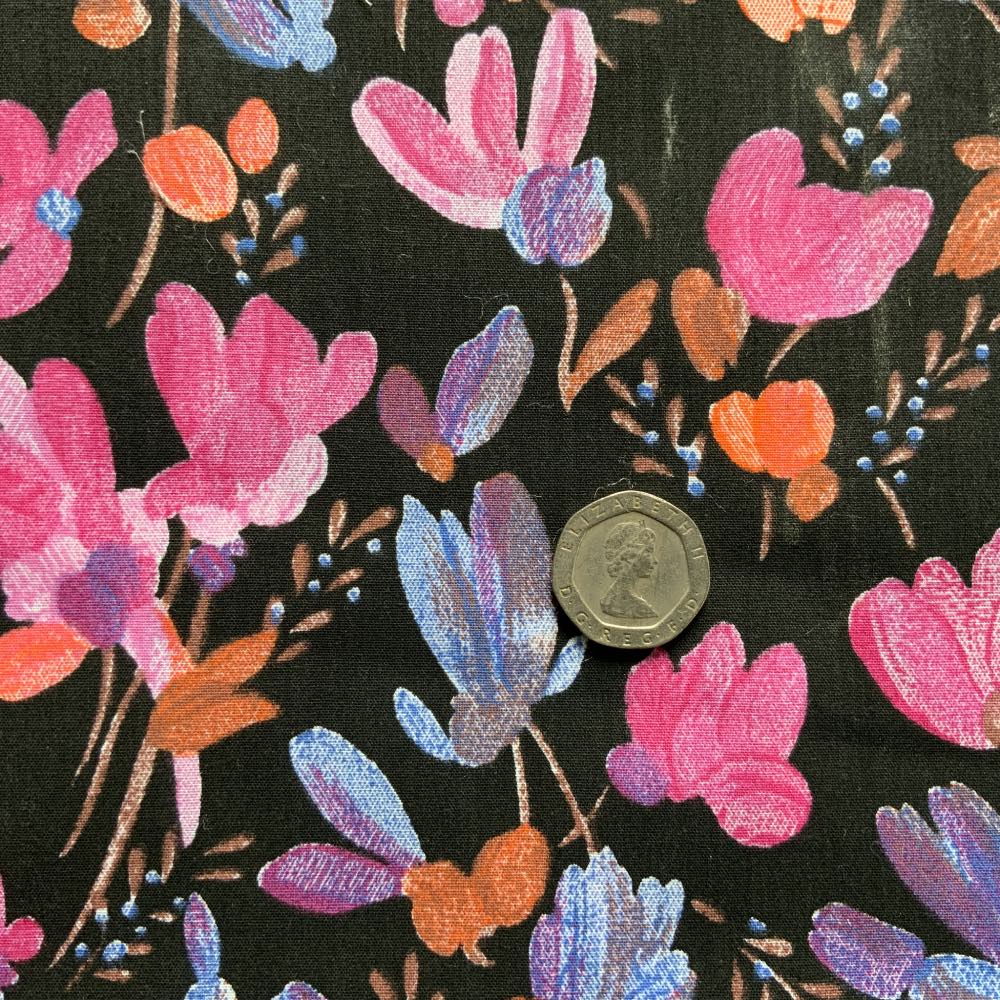 Genuine Vintage Multi Coloured Floral Dress Fabric - norfolktextiles.co.uk