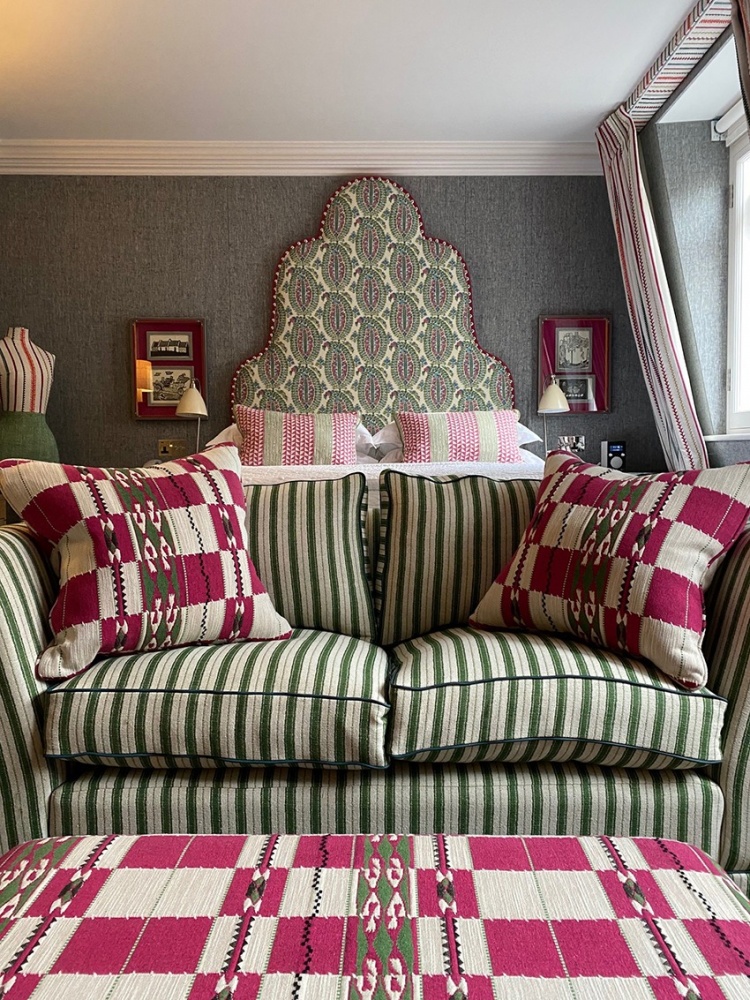 Kit Kemp Chubby Check Fabric in Hot Pink - norfolktextiles.co.uk