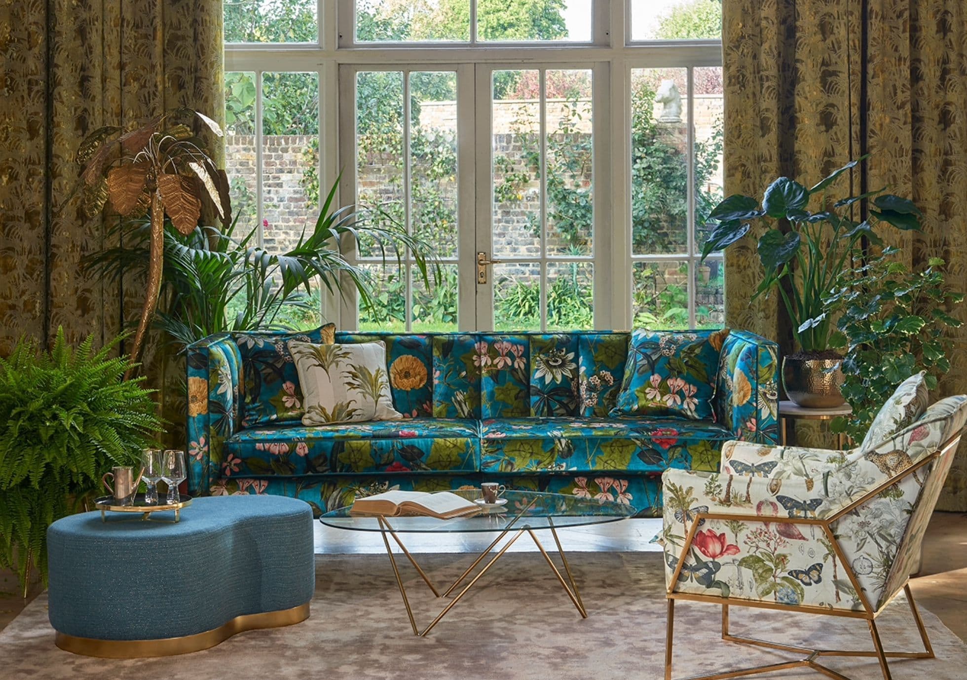 Clarke and Clarke Passiflora Fabric in Midnight & Spice ...