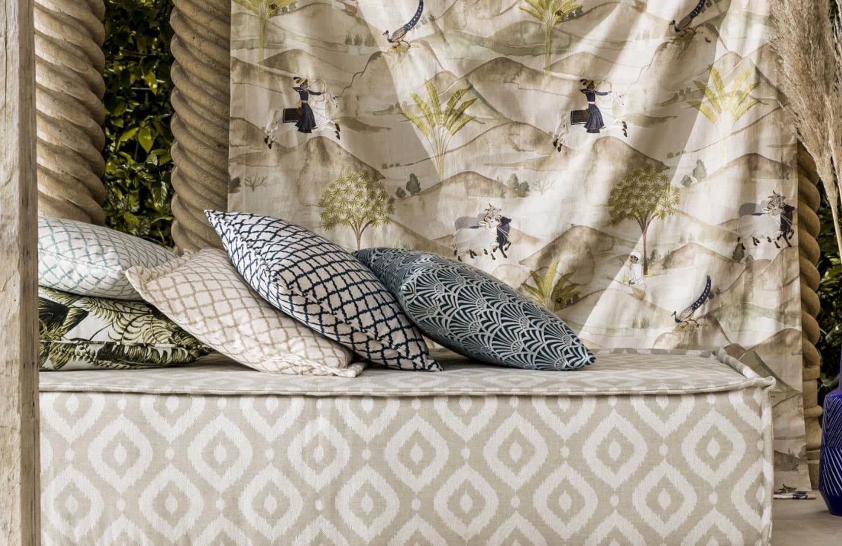 Clarke and Clarke Sahara Fabric in Denim - norfolktextiles.co.uk