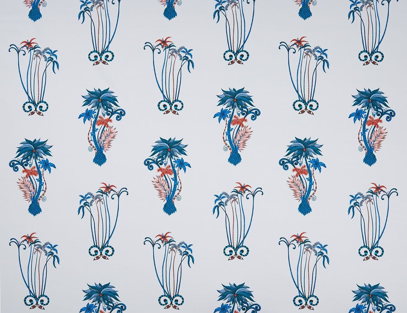 Emma Shipley Jungle Palms Velvet in Navy - norfolktextiles.co.uk