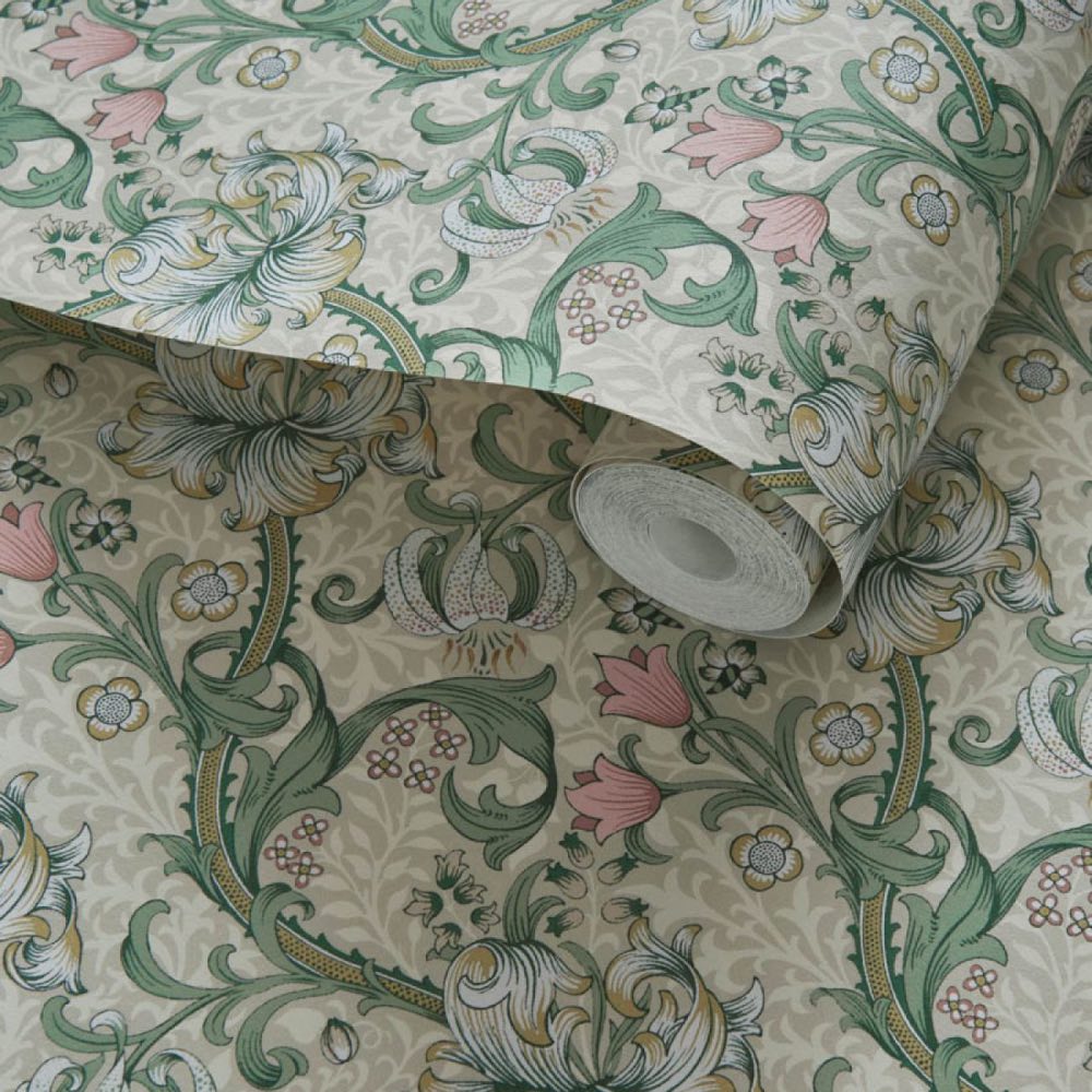 Clarke & Clarke Golden Lily Wallpaper in Linen/Blush - norfolktextiles ...