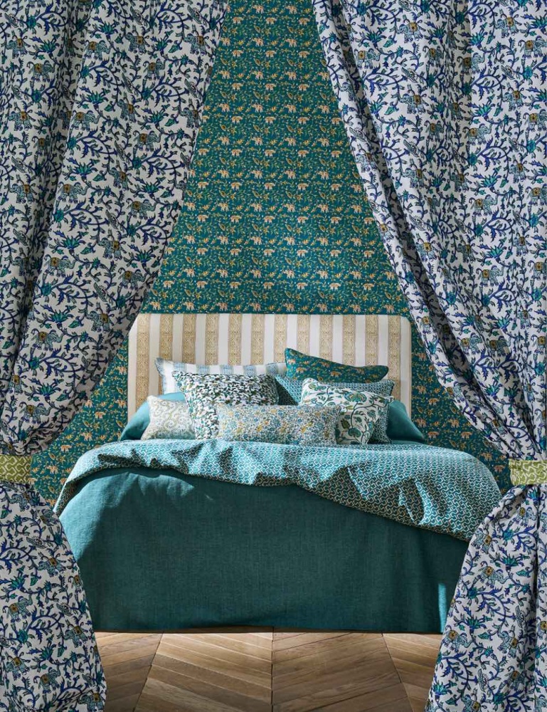 Clarke & Clarke Hathi Fabric in Cobalt - norfolktextiles.co.uk