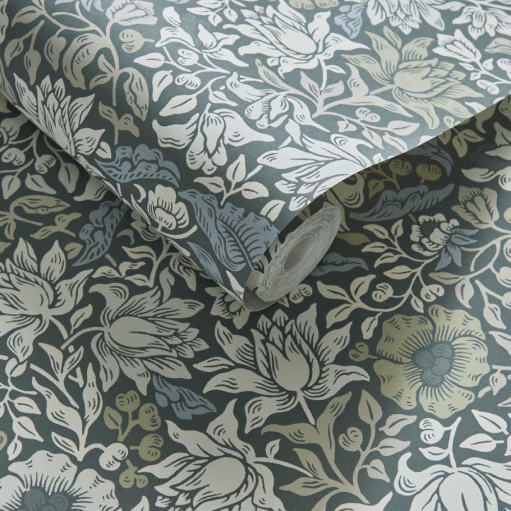 Clarke & Clarke Mallow Wallpaper in Slate/Dove - norfolktextiles.co.uk